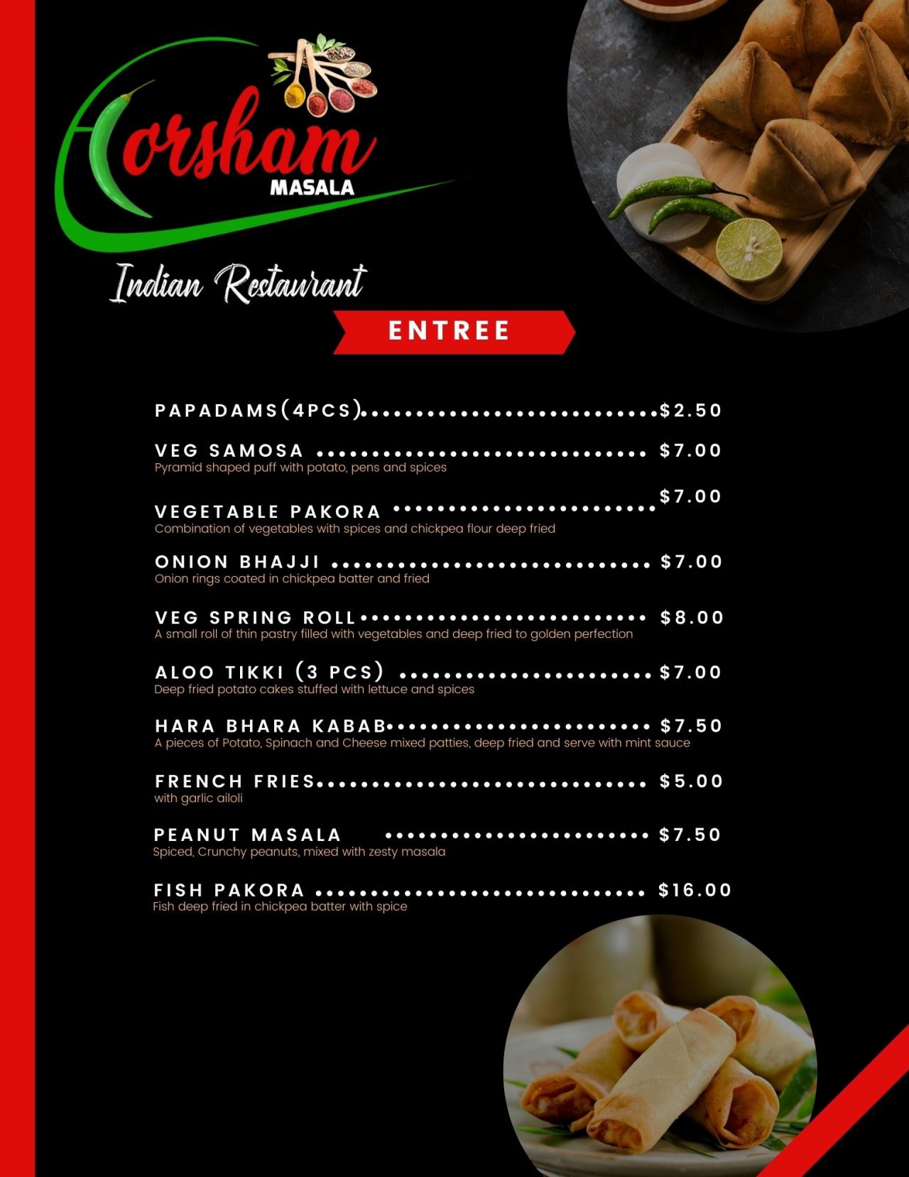 Menu | Horsham Masala